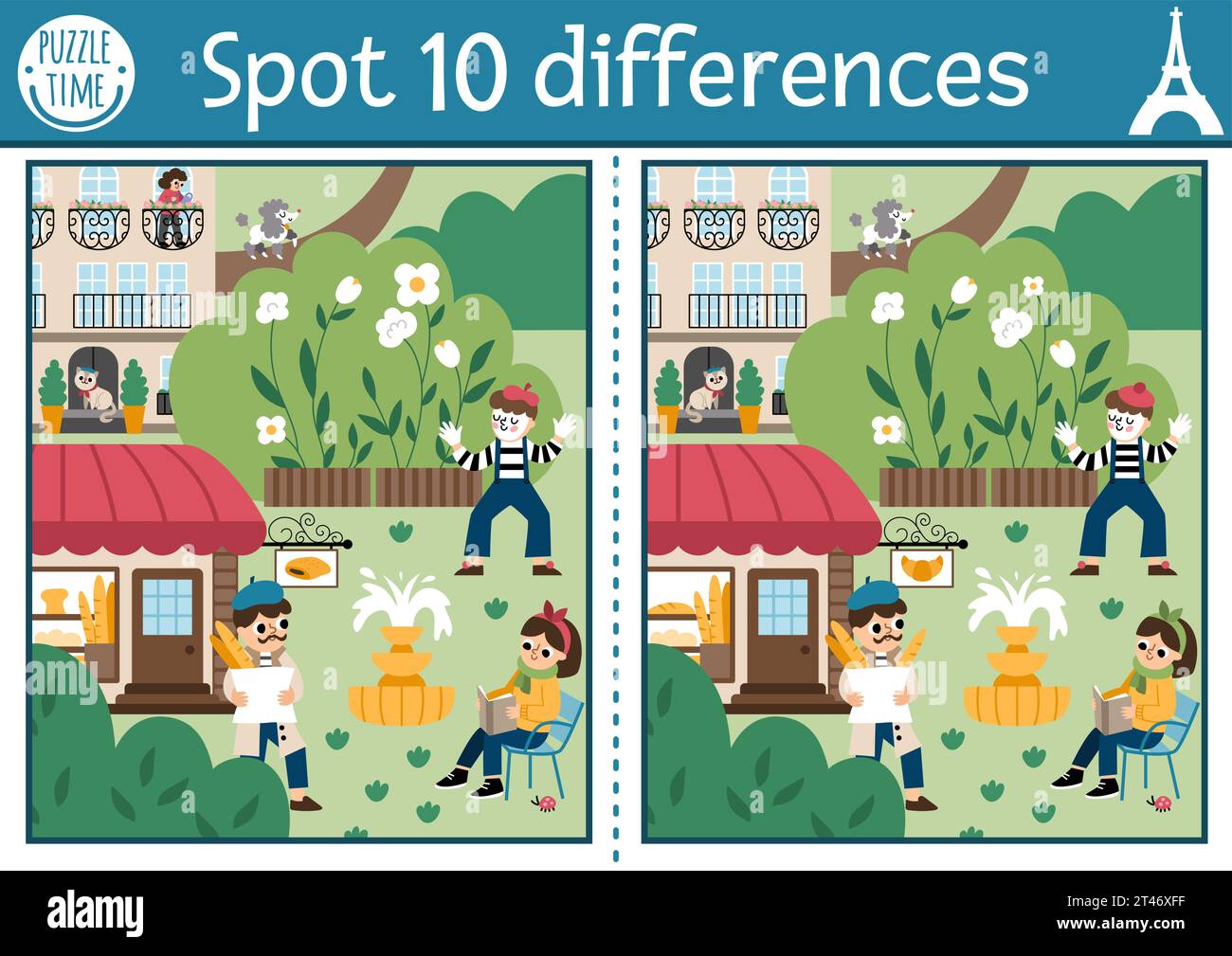 Find differences game for children. Educational activity with cute ...