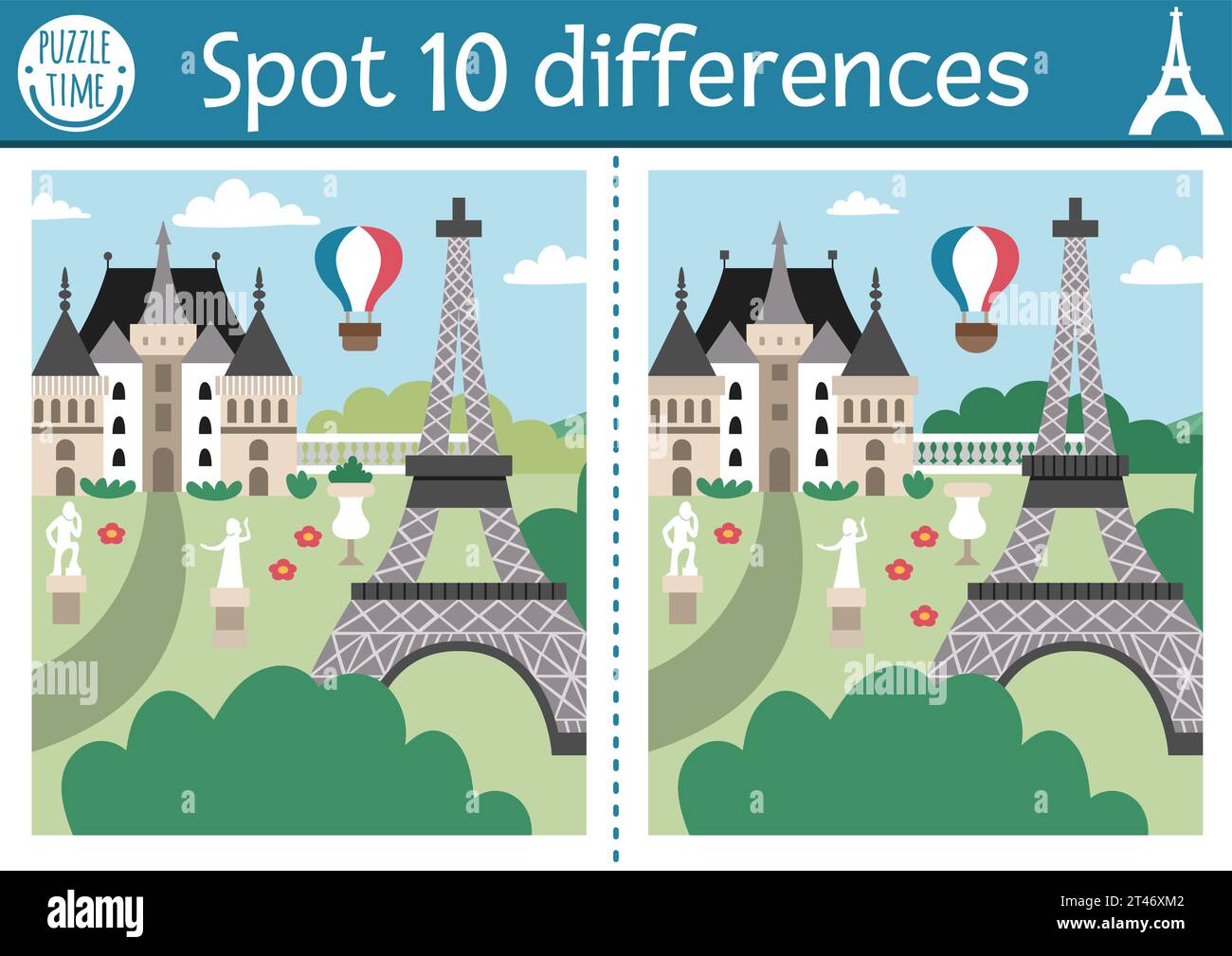 Find differences game for children. Educational activity with cute ...