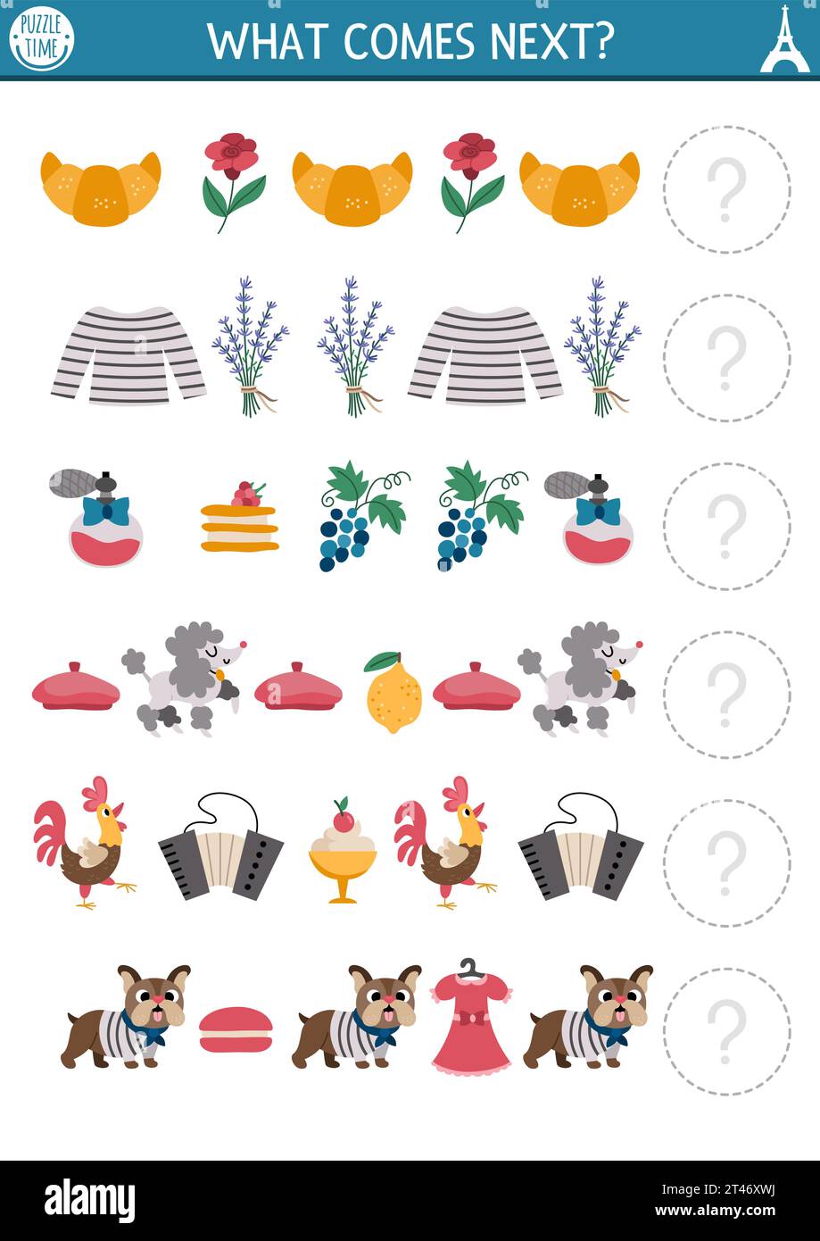 What comes next. France matching activity for preschool children with ...