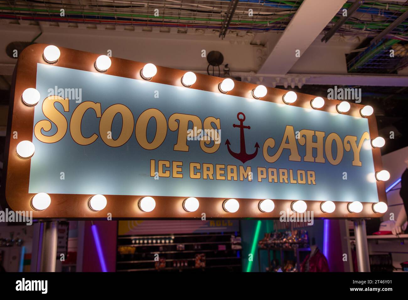 Hawkins , usa - 10 17 2023 : Hawkins scoops ahoy ice cream parlor ...