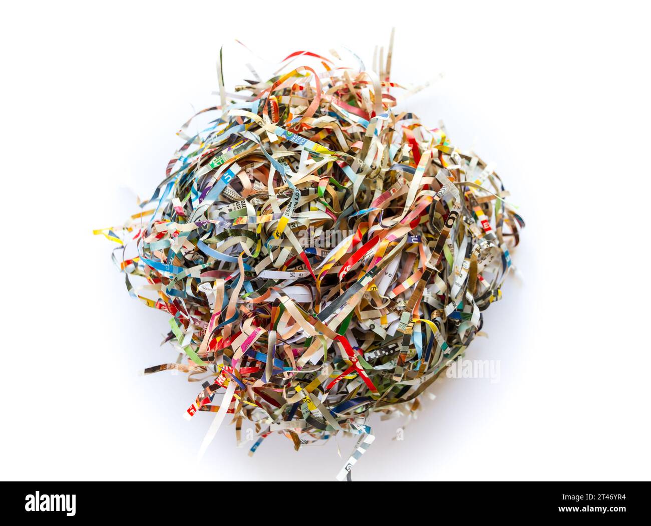 Ball made of shredded papers isolated on white background Stock Photo ...
