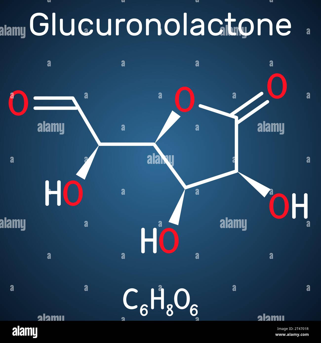 Glucuronolactone molecule. It is naturally occurring substance, used in ...