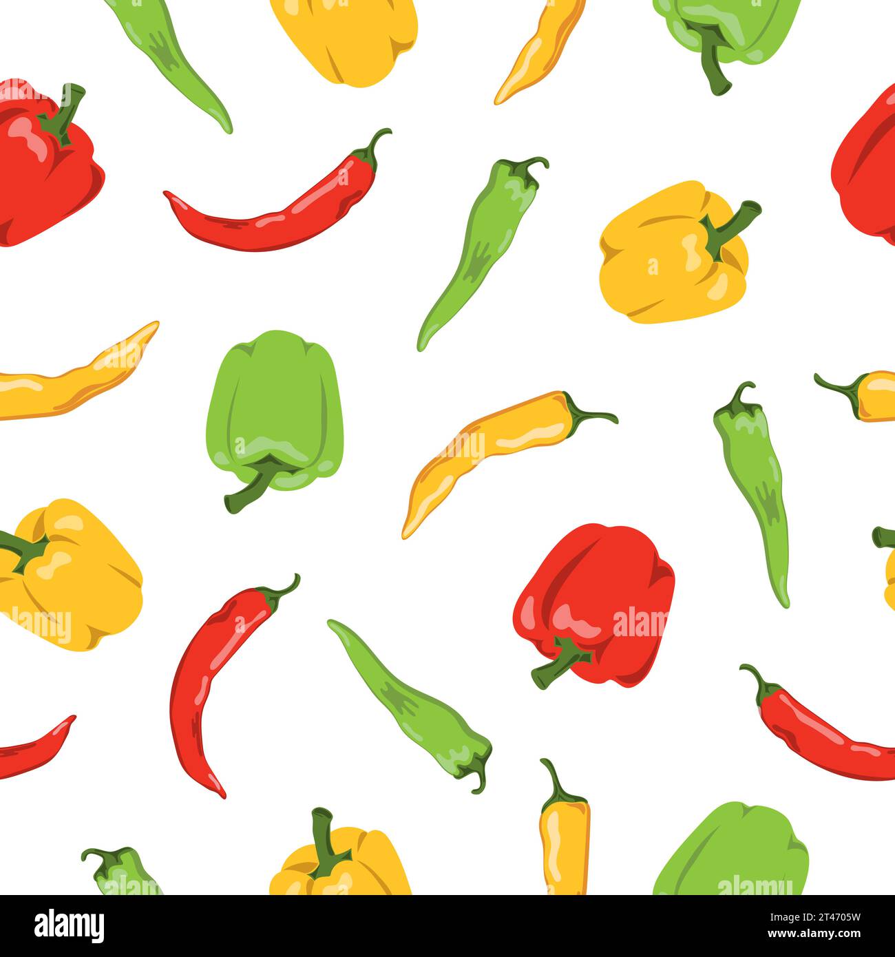 Seamless colorful pepper pattern. Bell peppers and chili vector ...