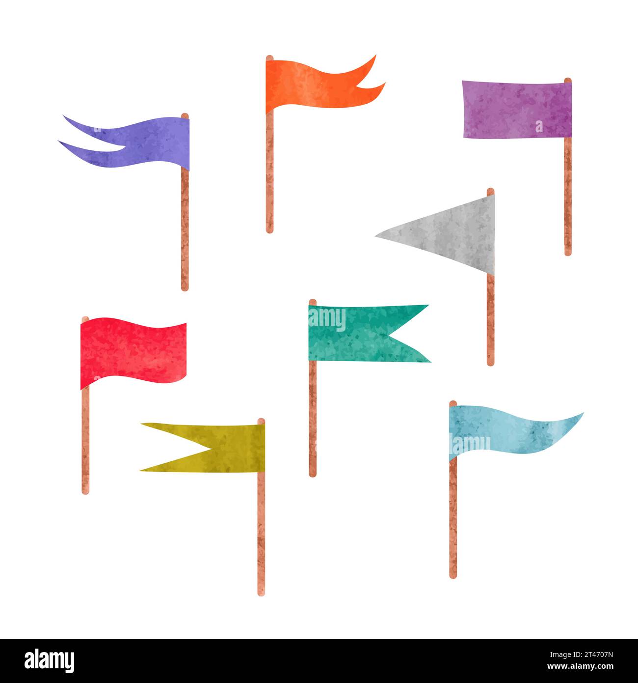 Set of colorful flags. Vector watercolor illustration Stock Vector ...