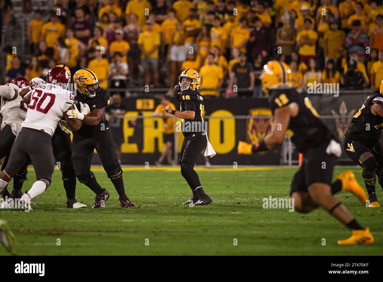 Arizona State Sun Devils quarterback Trenton Bourguet (16) looks down ...
