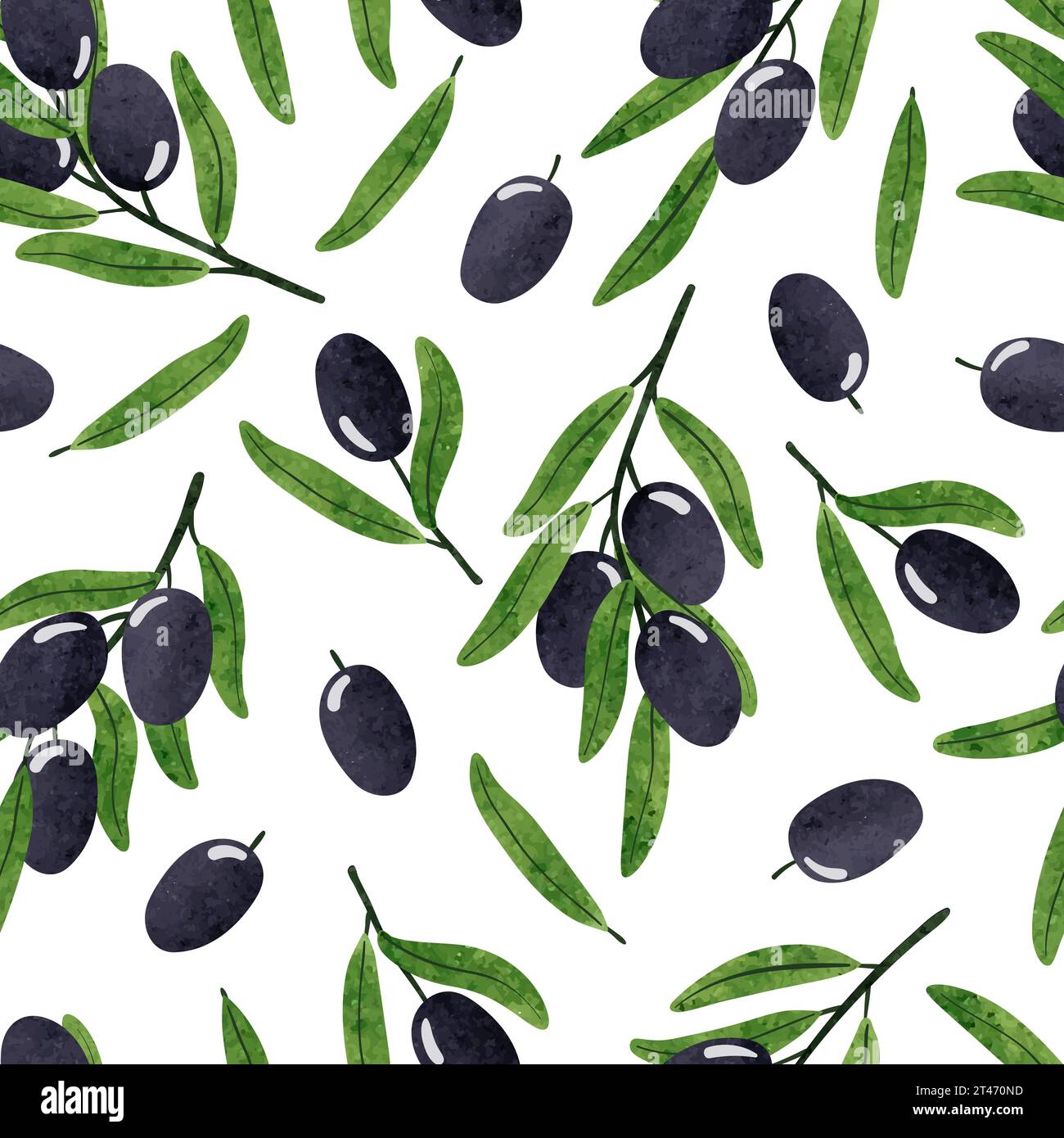 Seamless olives pattern. Vector watercolor olive branches illustration ...