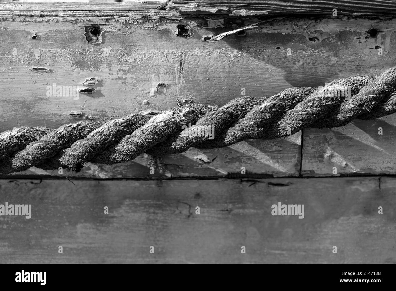 Old ship ropes on fishing boat in Spain Stock Photo - Alamy