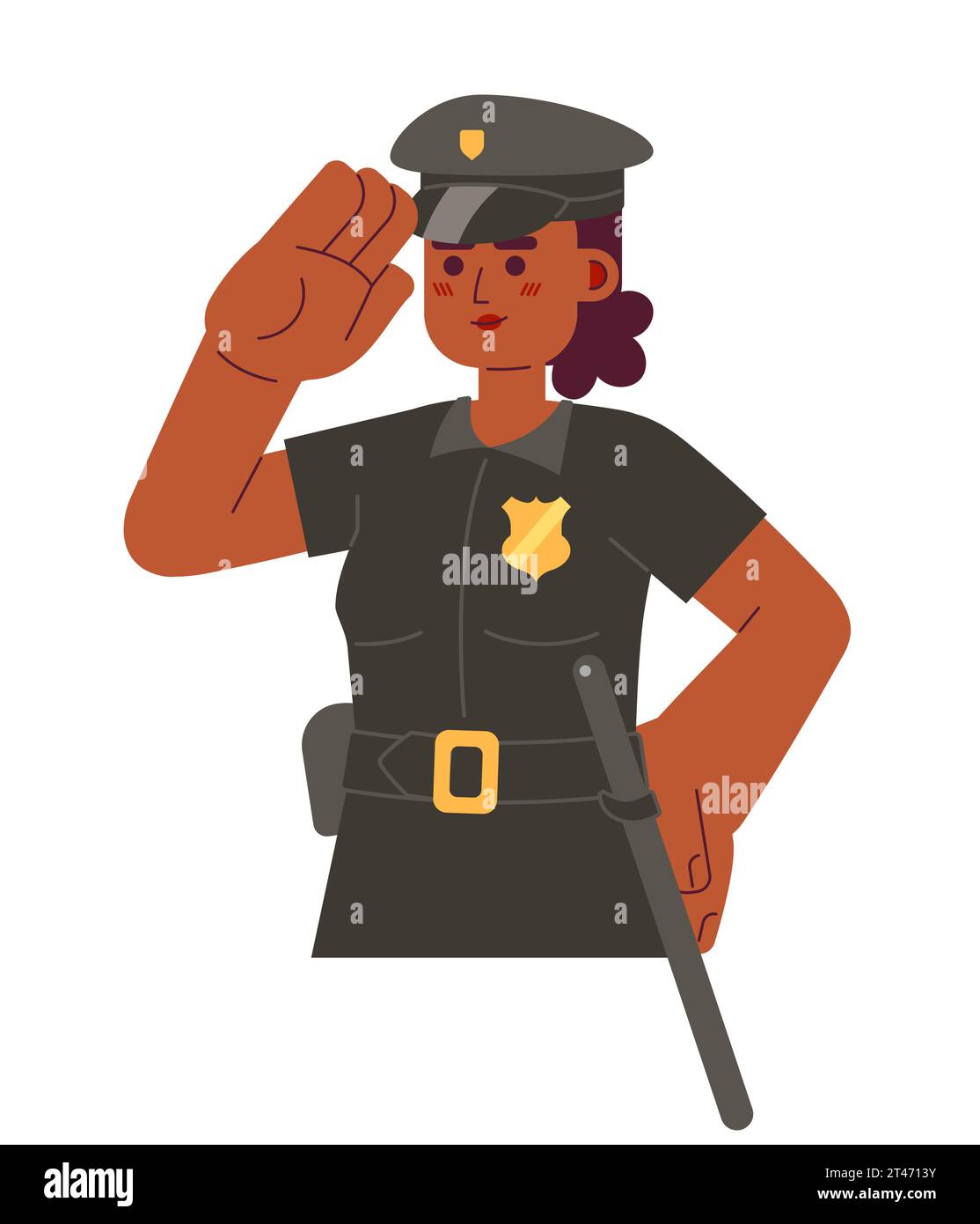 Detective police officer african american woman 2D cartoon character ...