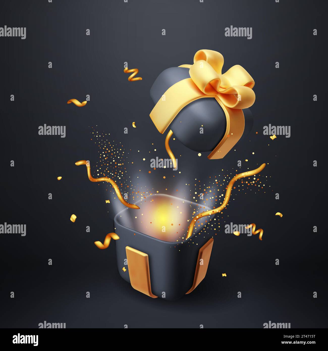 3D Open Gift Box with Golden Confetti Stock Vector Image & Art - Alamy
