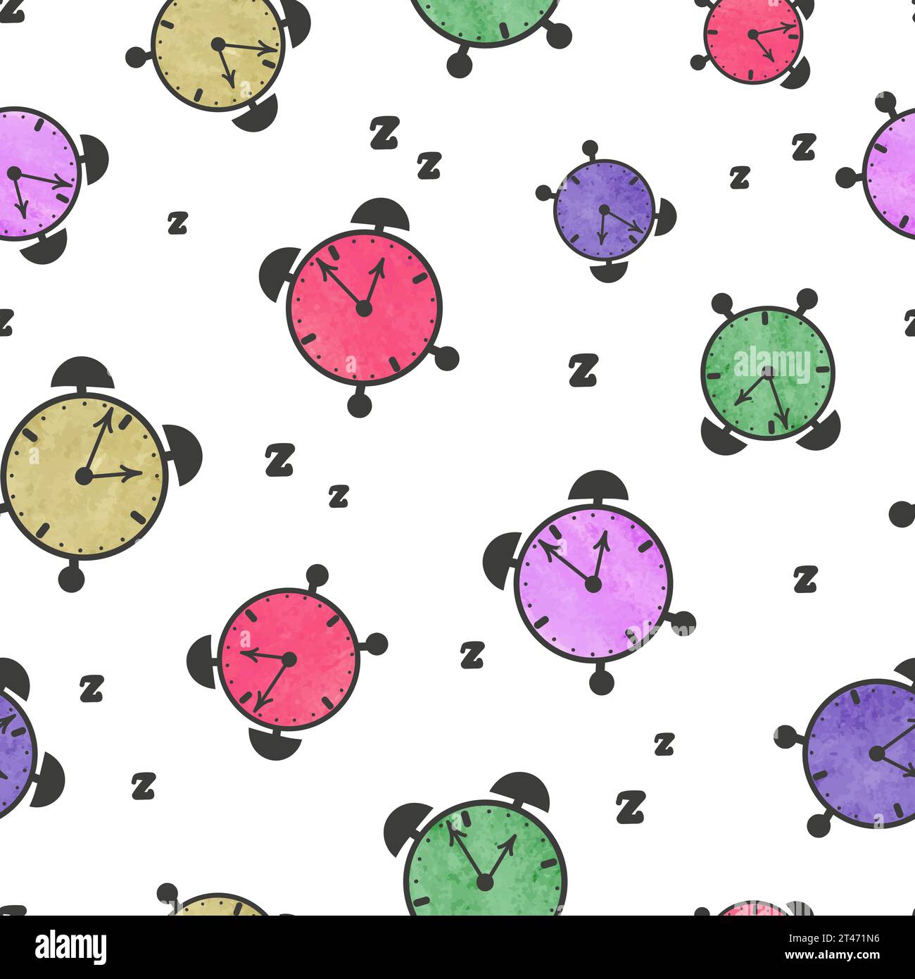 Seamless colorful alarm clock pattern. Textile, fabric design Stock ...
