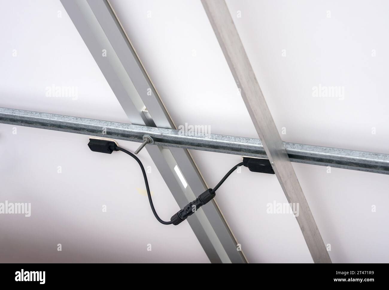 Cable connection of solar panels. Green technologies Stock Photo - Alamy