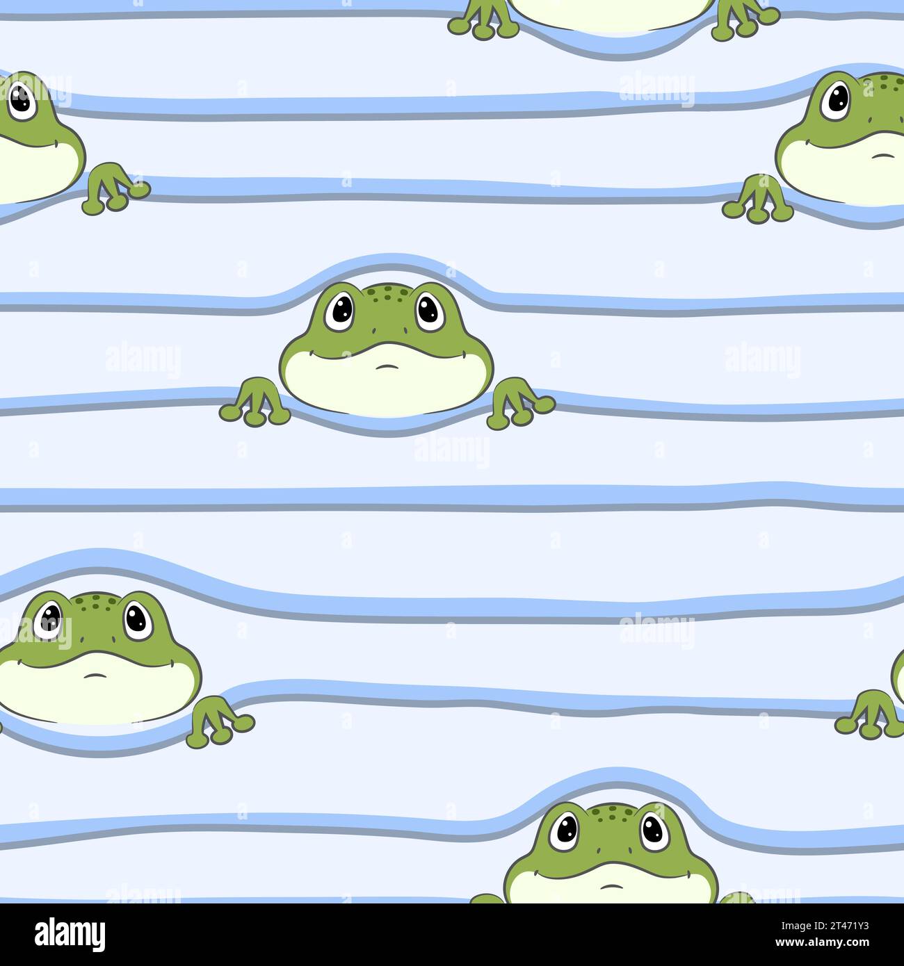 Seamless striped pattern with cute cartoon frogs. Vector illustration ...