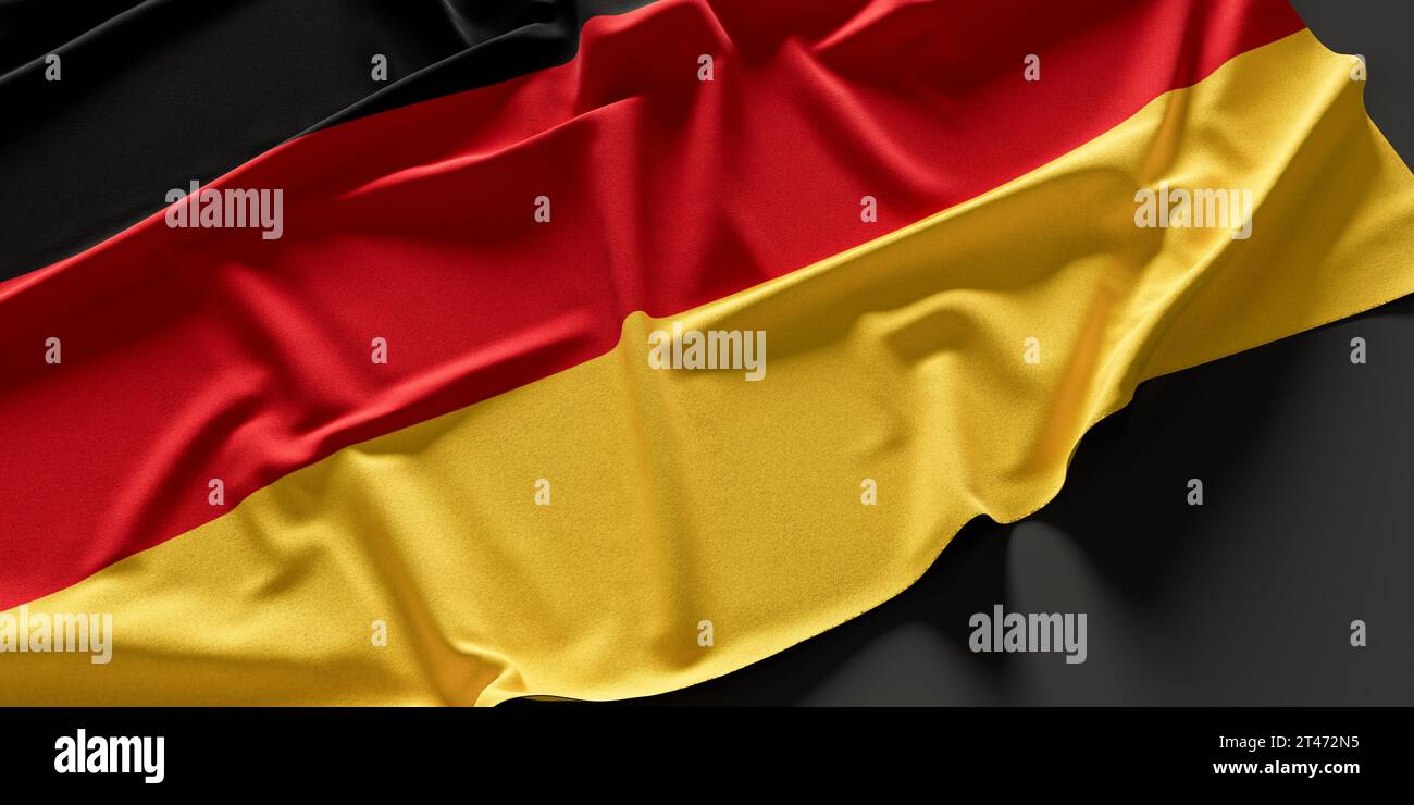 Flag of Germany. Fabric textured Germany flag. 3D illustration Stock ...