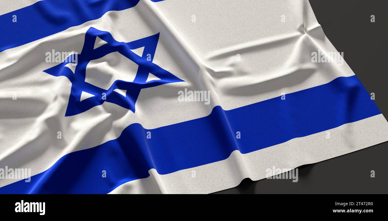 Flag of Israel. Fabric textured Israel flag. 3D illustration Stock ...