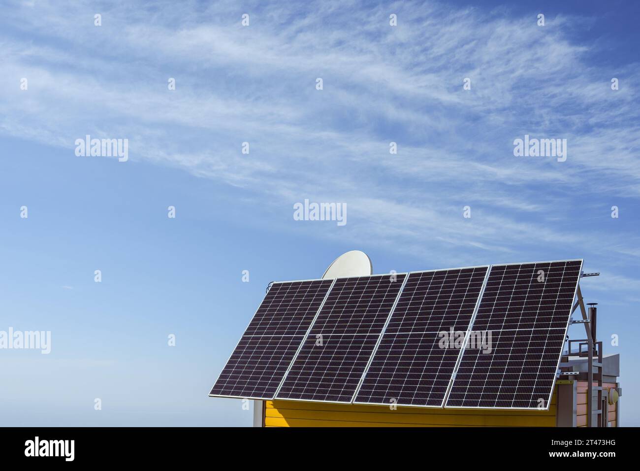 Silicon solar panels installed on the roof. Green energy Stock Photo ...