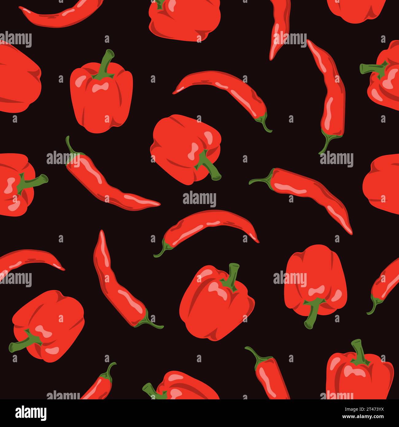 Seamless red pepper pattern. Bell peppers and chili vector background ...