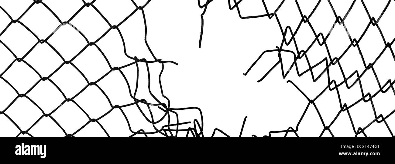The texture of the metal mesh on a white background. Torn steel, metal ...