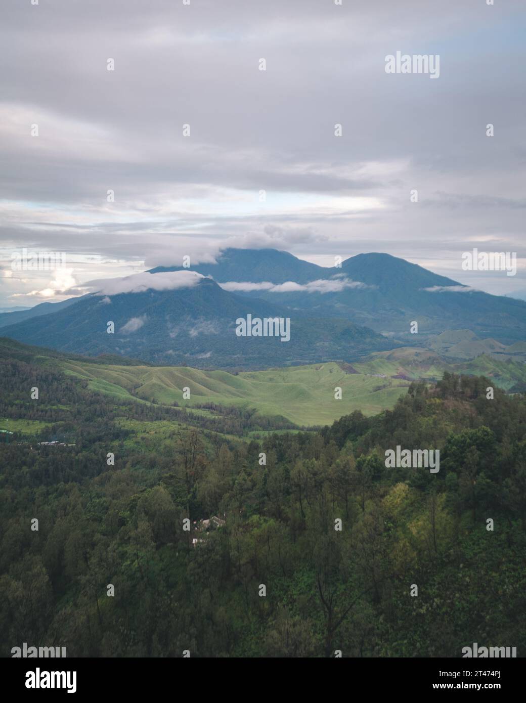 Landscape view of Mount Raung seen from Mount Ijen, Banyuwangi, East ...