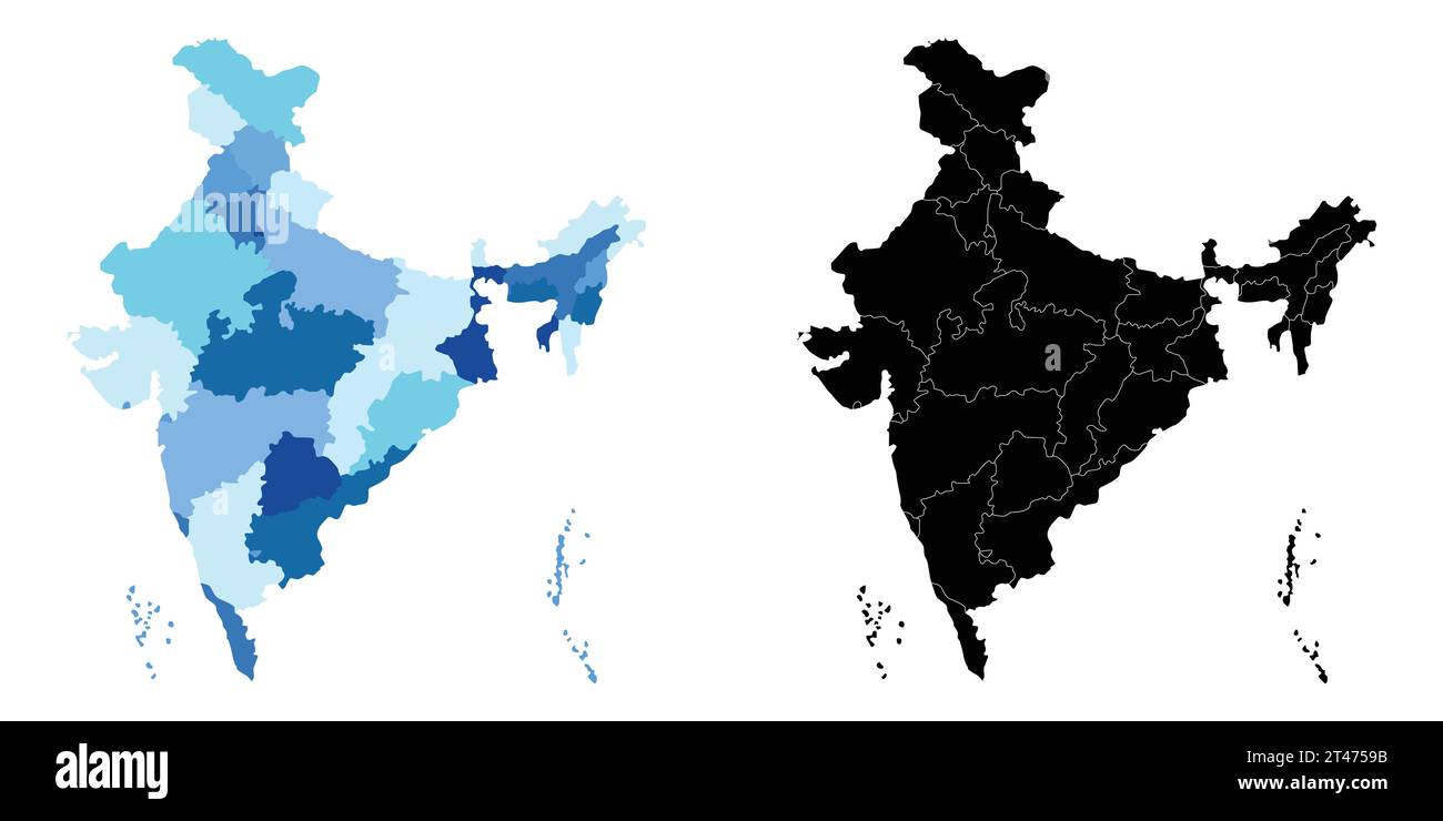 Indian maps in vector drawing in the silhouette style Stock Vector ...