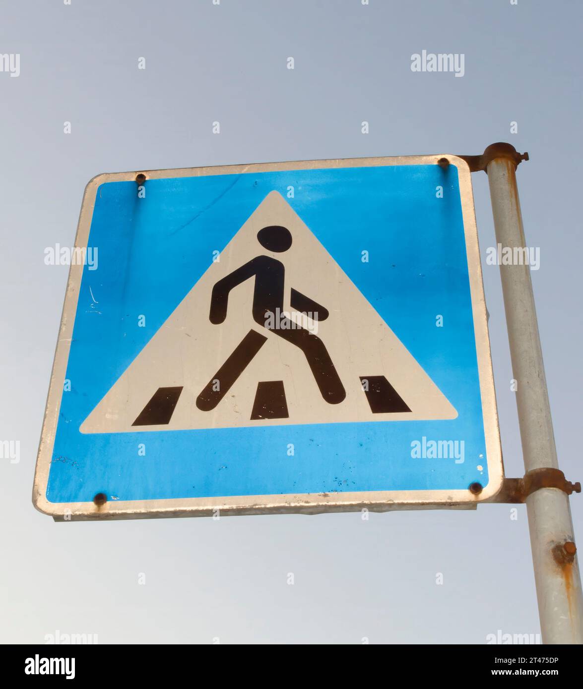 Russian crosswalk sign, showing pedestrians the place to cross the road ...