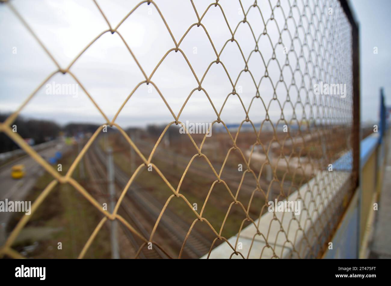 Chain link grid fence close view Stock Photo - Alamy
