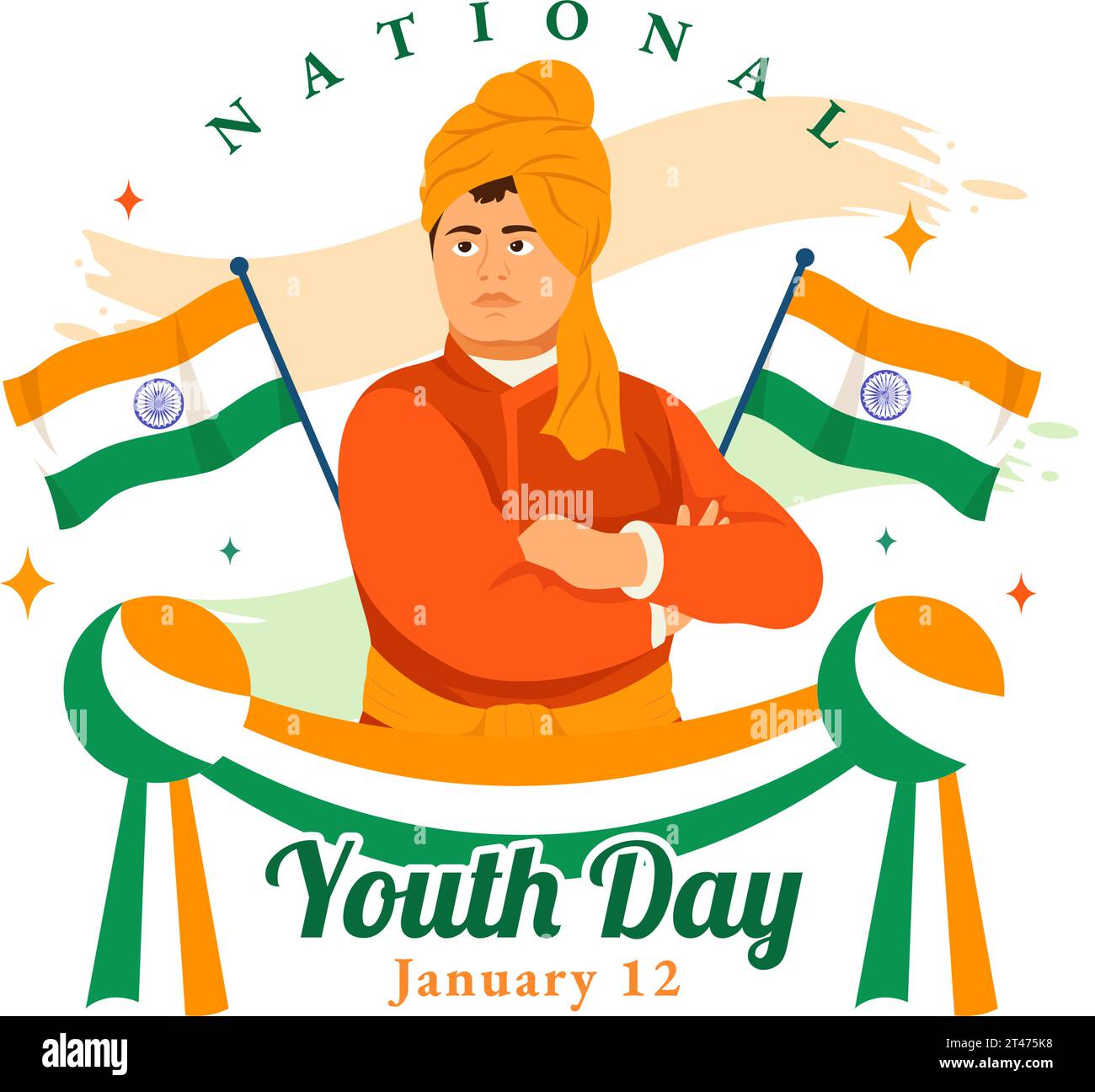 Happy International Youth Day of India Vector Illustration with Indian ...