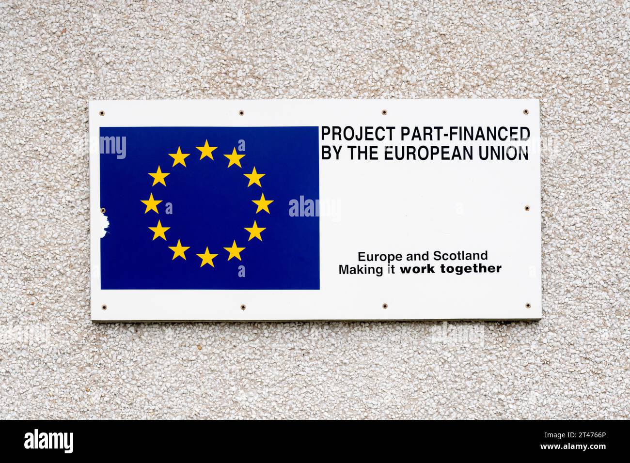 Gratitude plaque sign reading Project Part-Financed by the EU, Europe ...