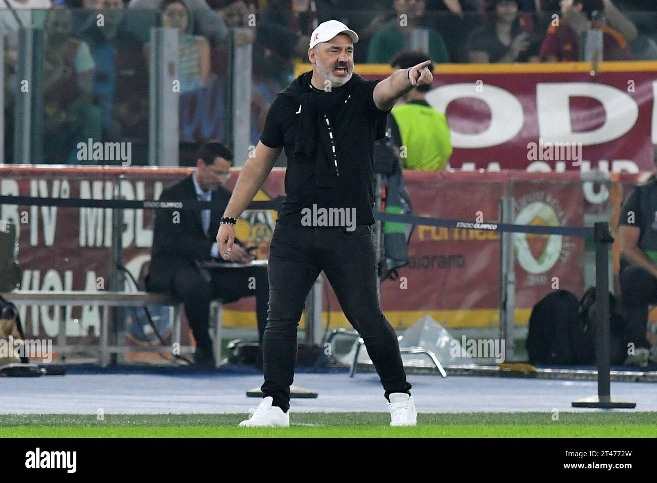 Rome, Lazio. 26th Oct, 2023. Slavia Praga trainer Jindrich Trpisovsky ...