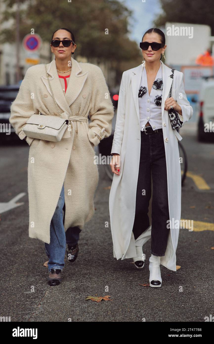 Street style, Hanna Mw and Darja Barannik arriving at Chanel Spring ...