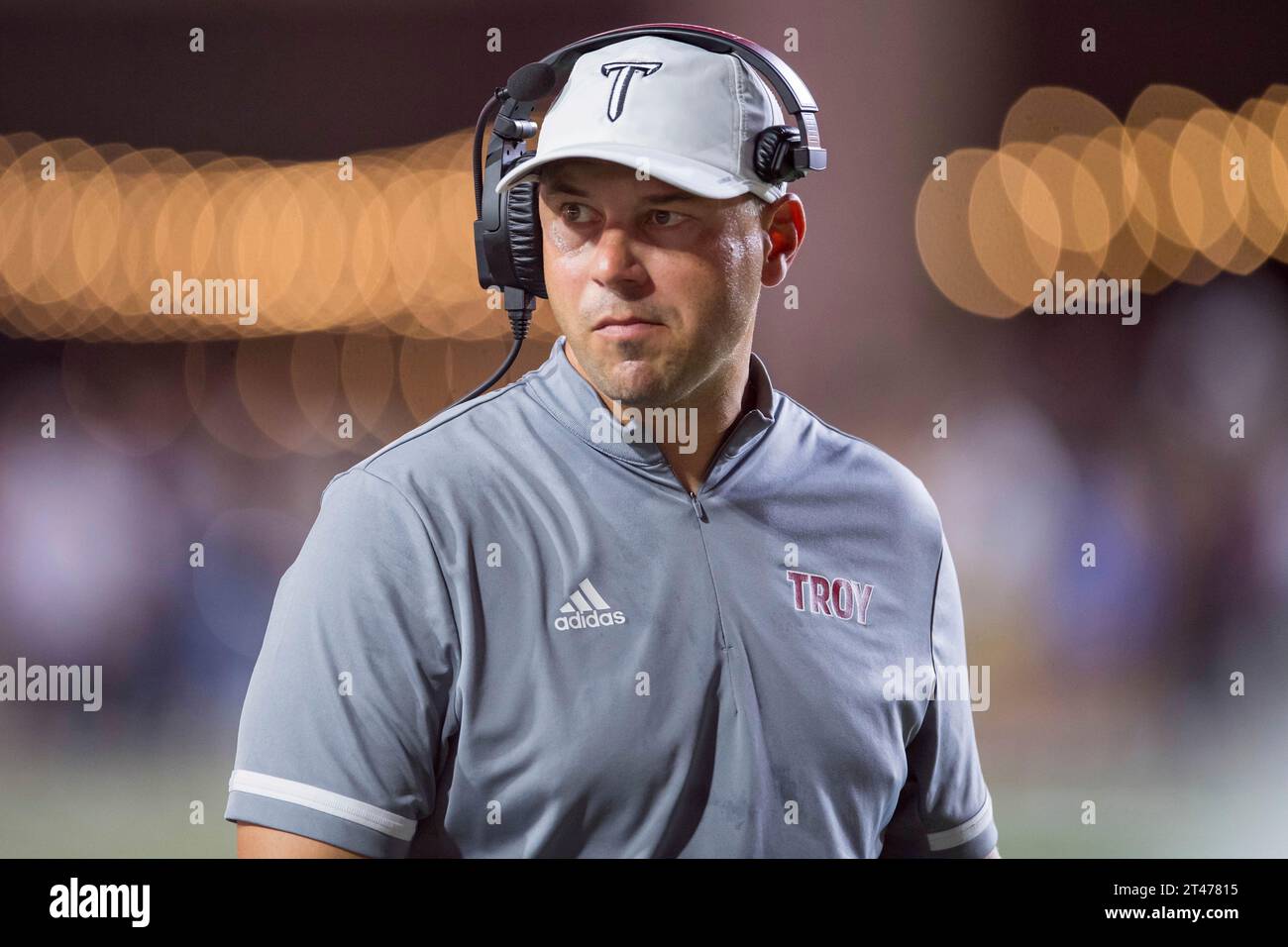 October 28, 2023: Troy Trojans head coach Jon Sumrall during a game ...