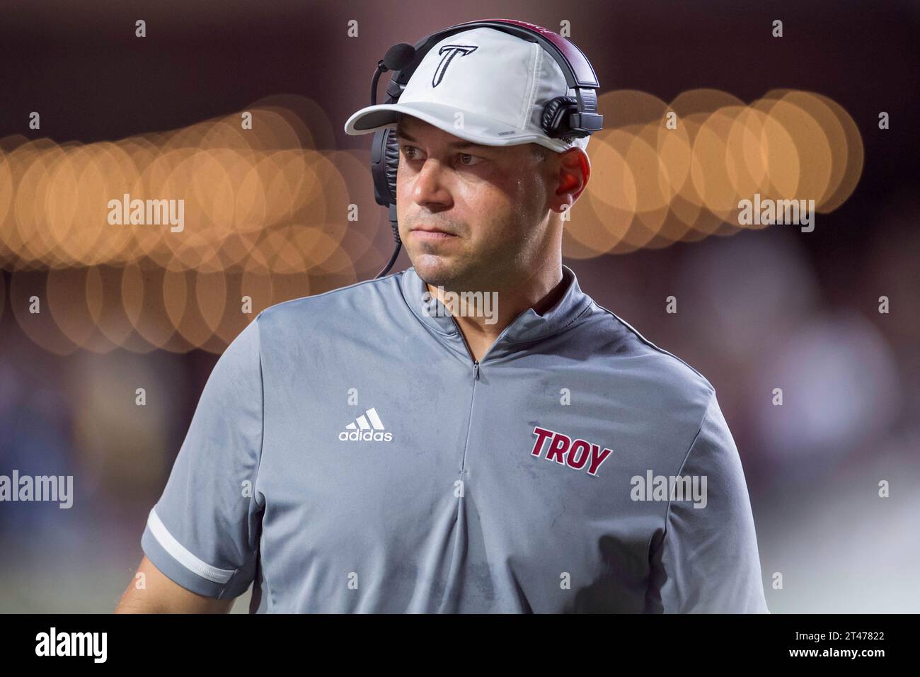 October 28, 2023: Troy Trojans head coach Jon Sumrall during a game ...