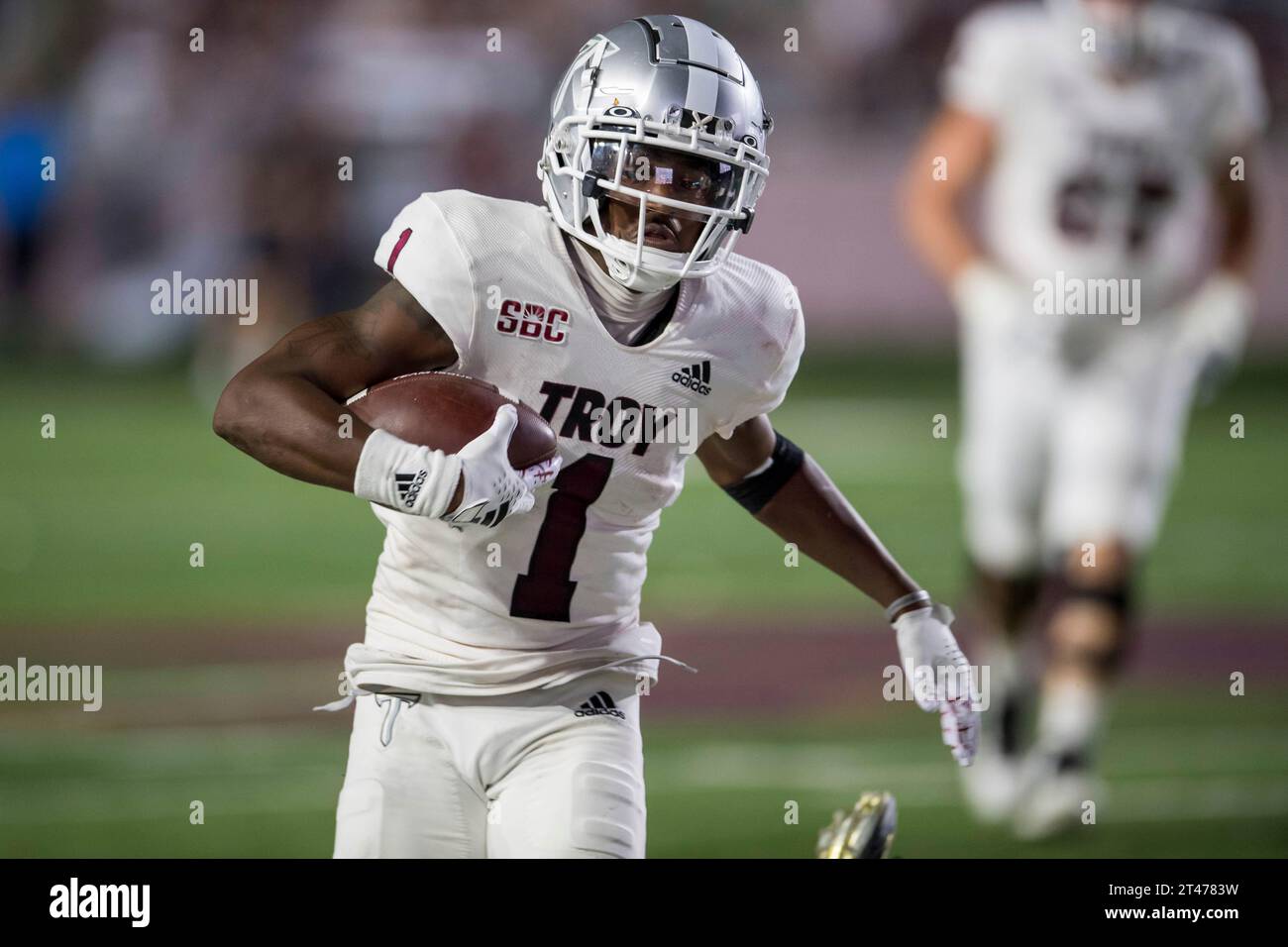 October 28, 2023: Troy Trojans wide receiver Jabre Barber (1) runs ...