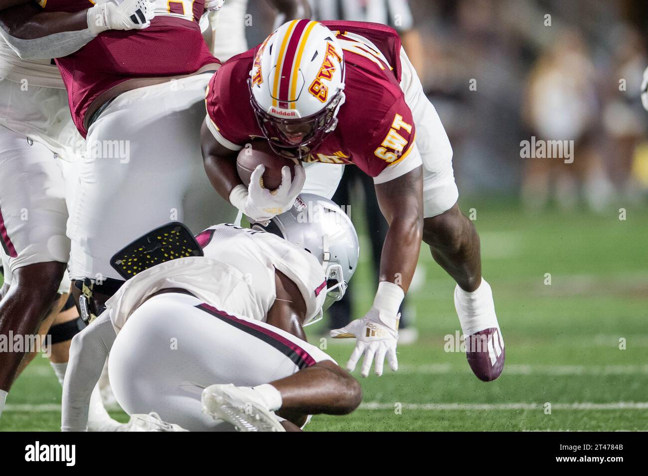 San Marcos, TX, USA. 28th Oct, 2023. Texas State Bobcats running back ...