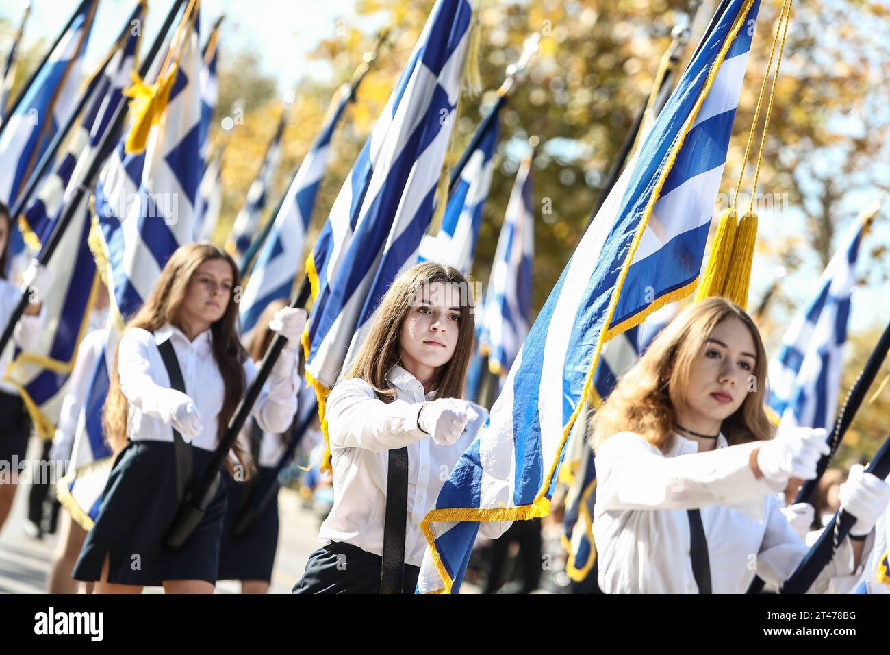 Thessaloniki, Greece. 28th Oct, 2023. Greek students holding Greek ...