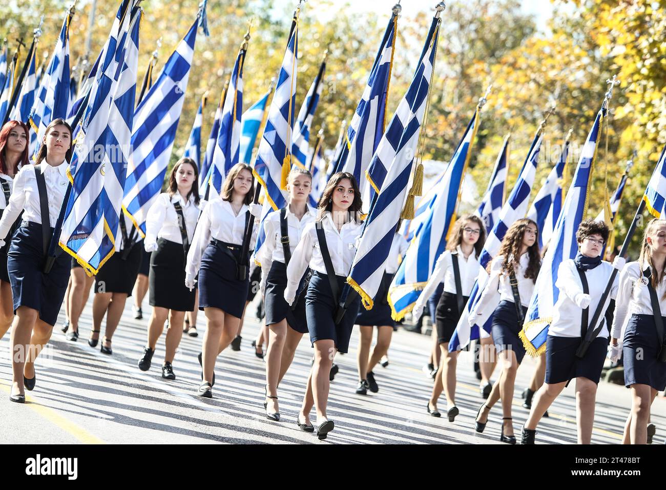 Thessaloniki, Greece. 28th Oct, 2023. Greek students holding Greek ...