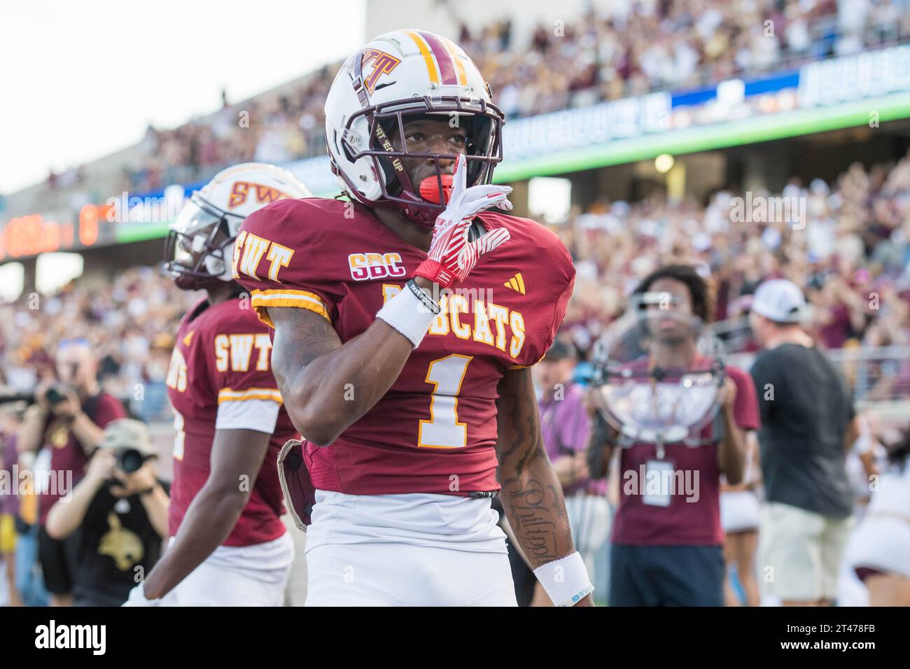 San Marcos, TX, USA. 28th Oct, 2023. Texas State Bobcats wide receiver ...