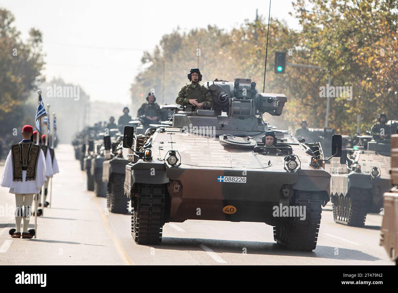 Thessaloniki, Greece. 28th Oct, 2023. Greek Army Marder 1A3 IFVs take ...