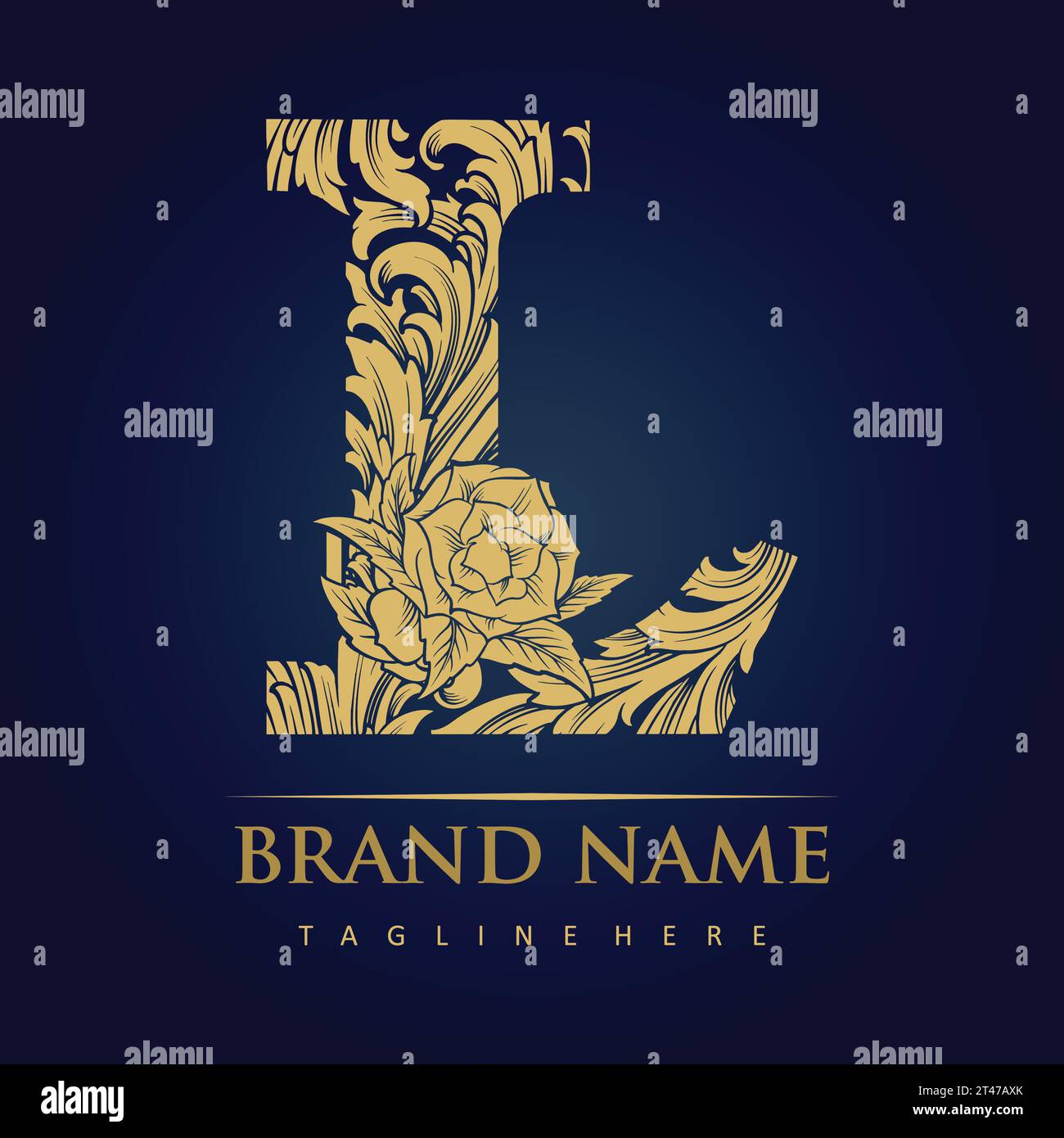 luxury lettering L monogram logo flourish vector illustrations for your ...