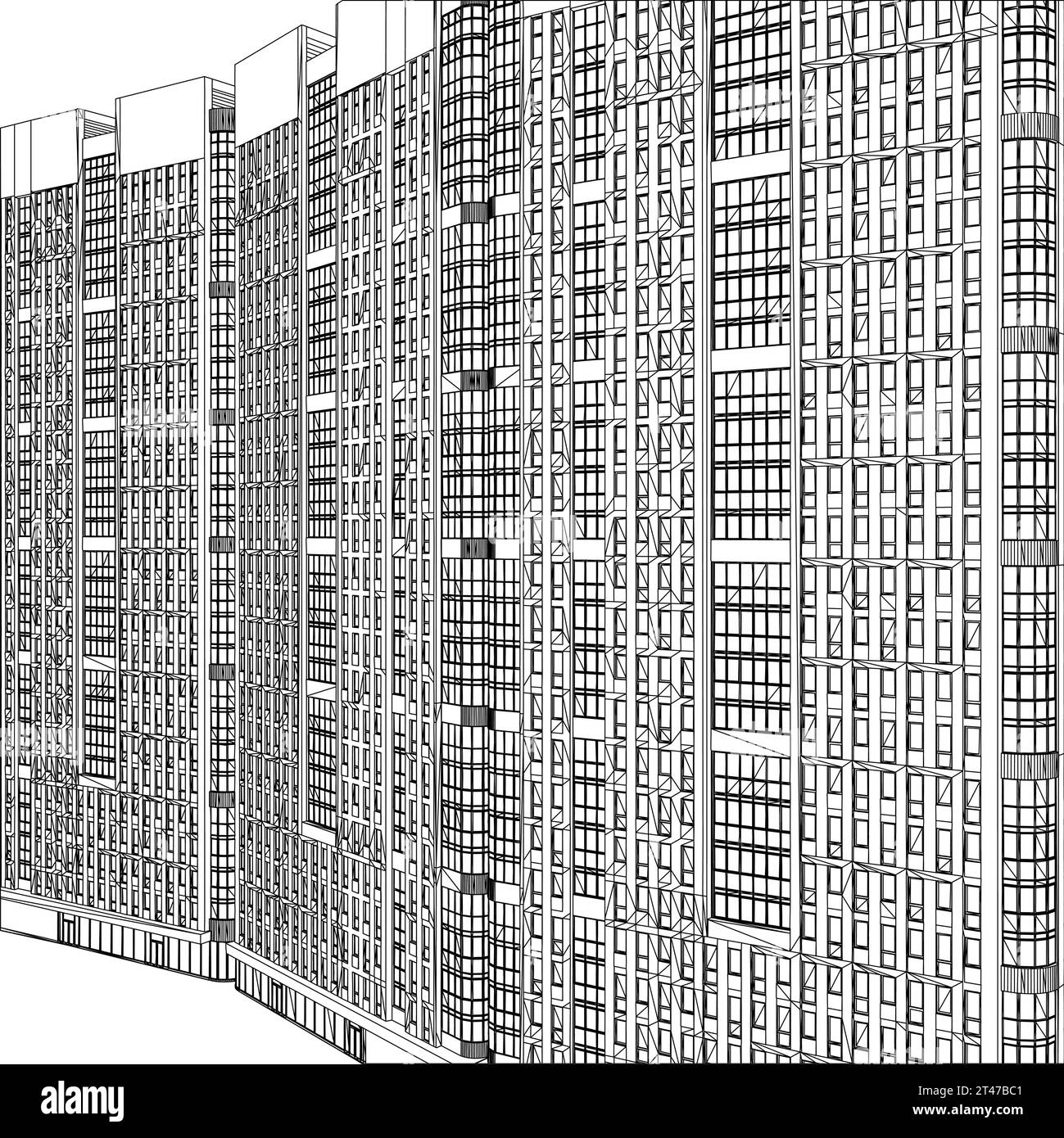 Skyscraper Residential Building Vector. Skyscraper Landscape View ...
