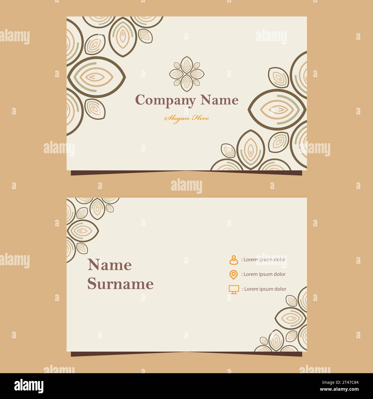 floral soft color business card template design Stock Photo - Alamy