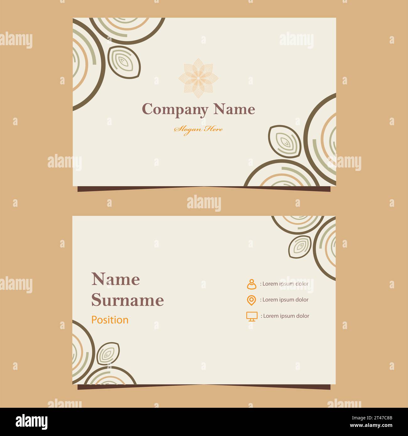floral soft color business card template design Stock Photo - Alamy