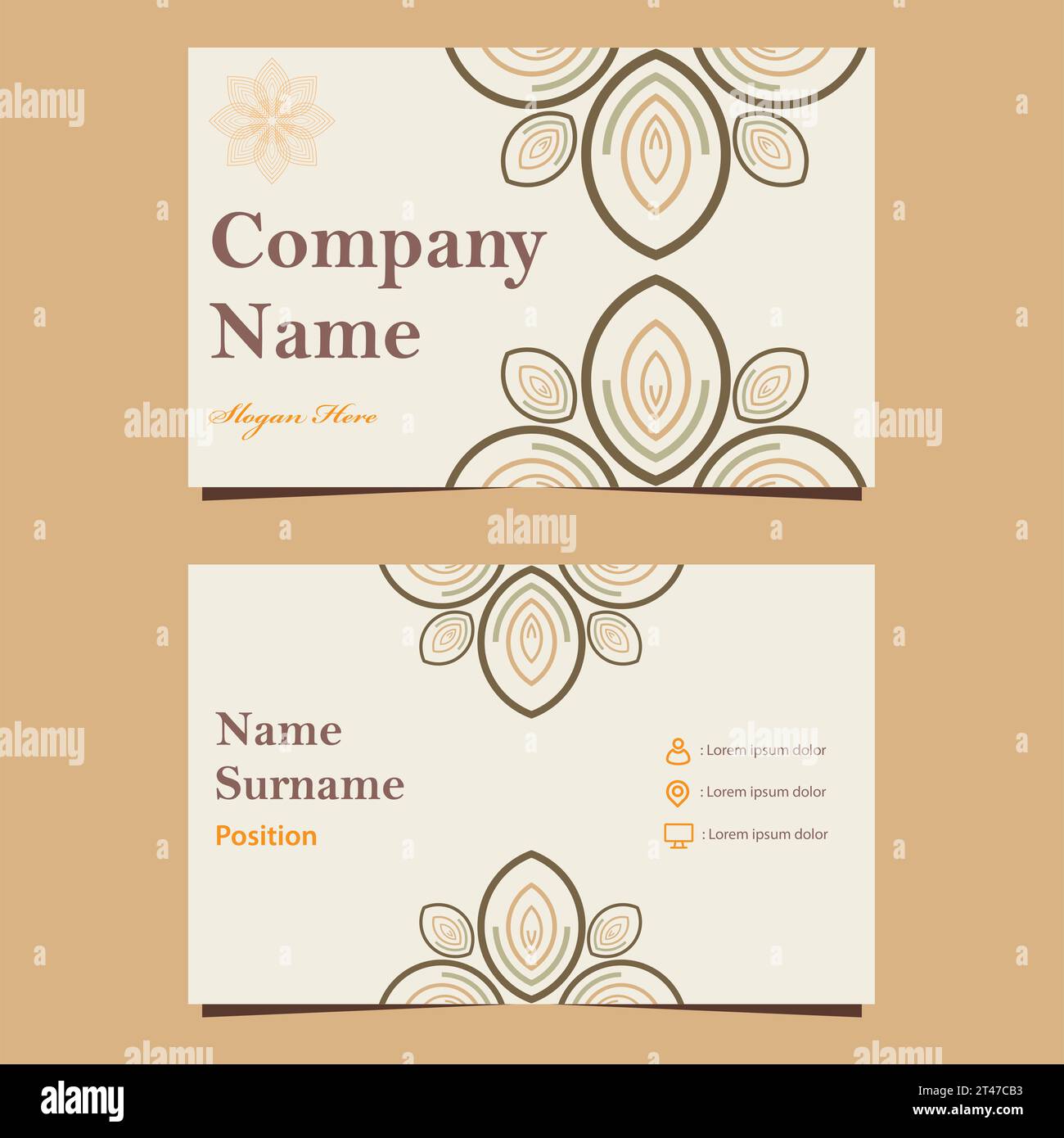 floral soft color business card template design Stock Photo - Alamy