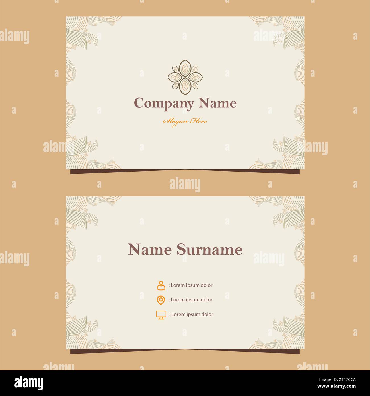 floral soft color business card template design Stock Photo - Alamy
