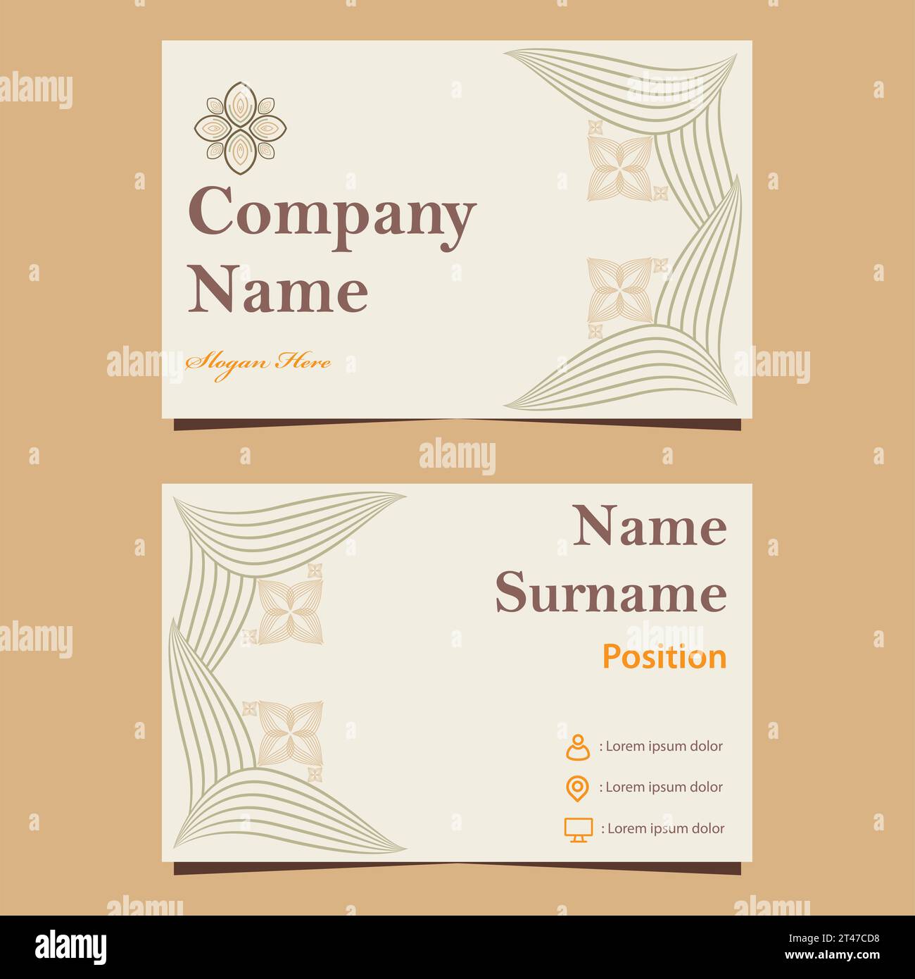floral soft color business card template design Stock Photo - Alamy