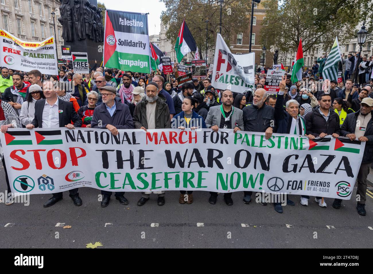 London, UK. 28th October, 2023. Pro-Palestinian protesters, including ...