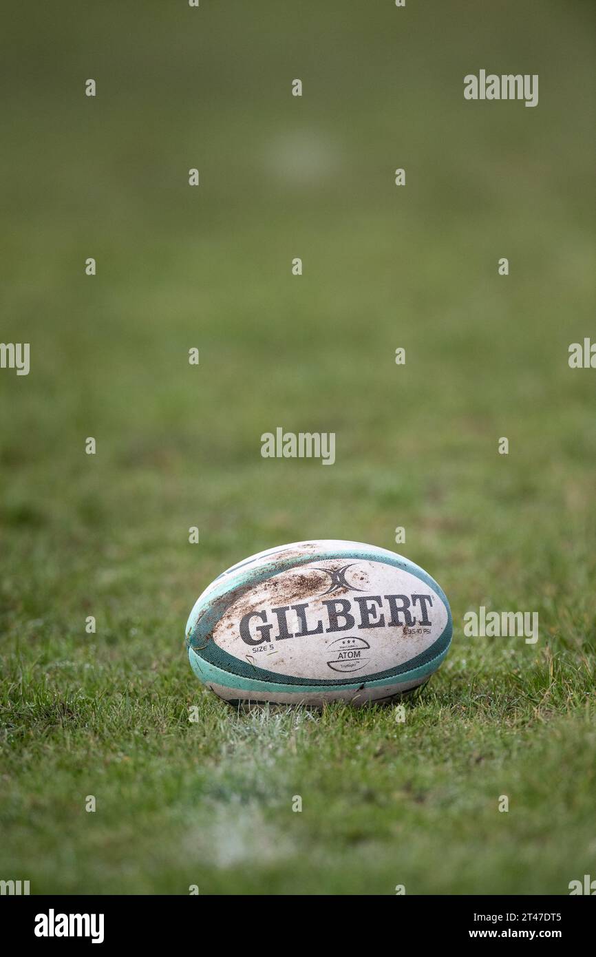 Gilbert rugby union football on the field of play Stock Photo - Alamy