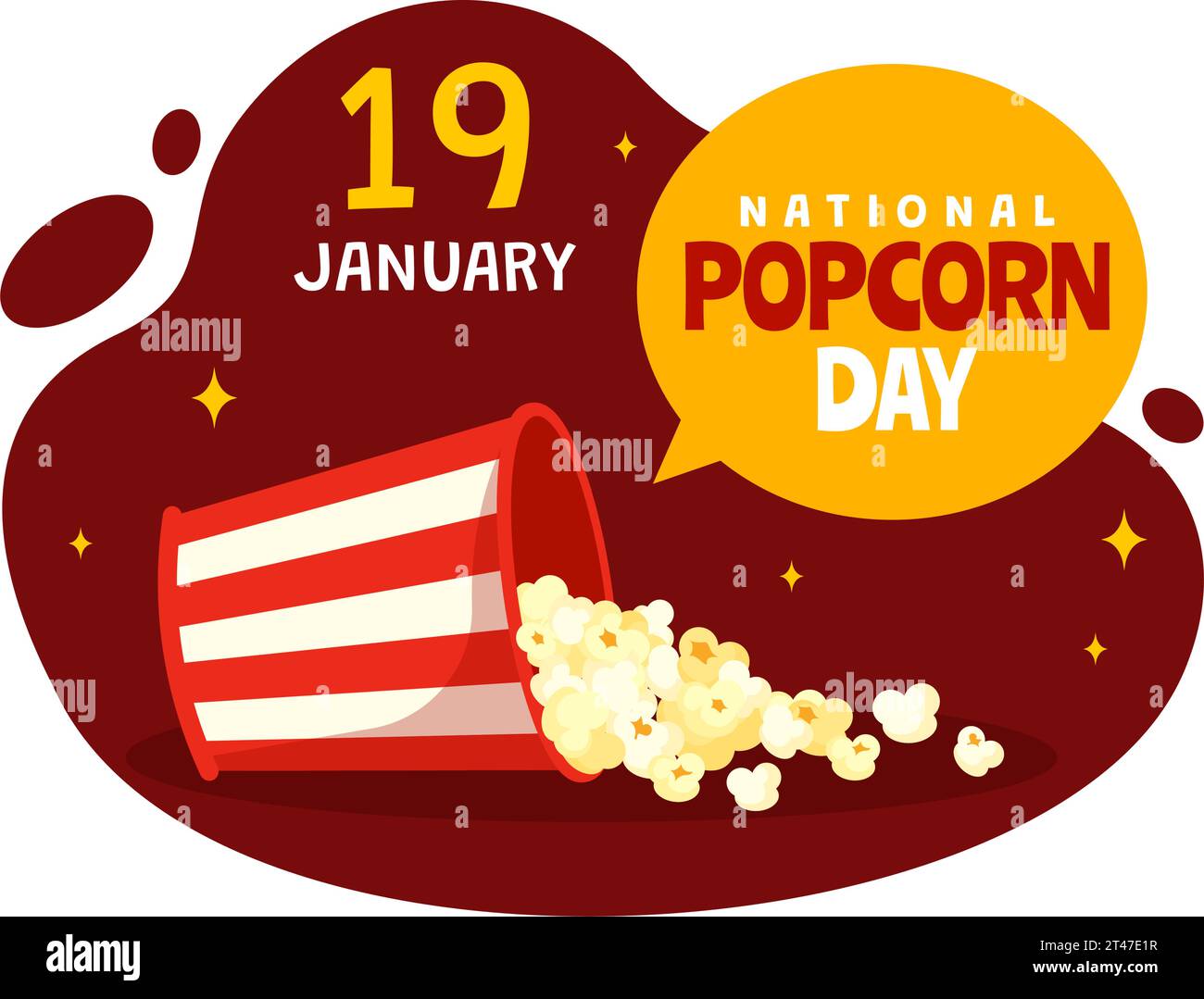 National Popcorn Day Vector Illustration on January 19th with a Big Box ...