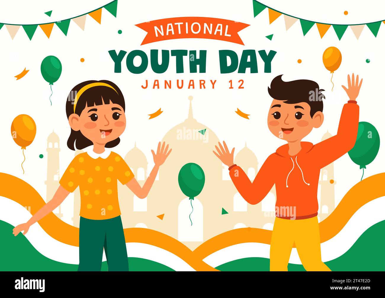 Happy International Youth Day of India Vector Illustration with Indian ...