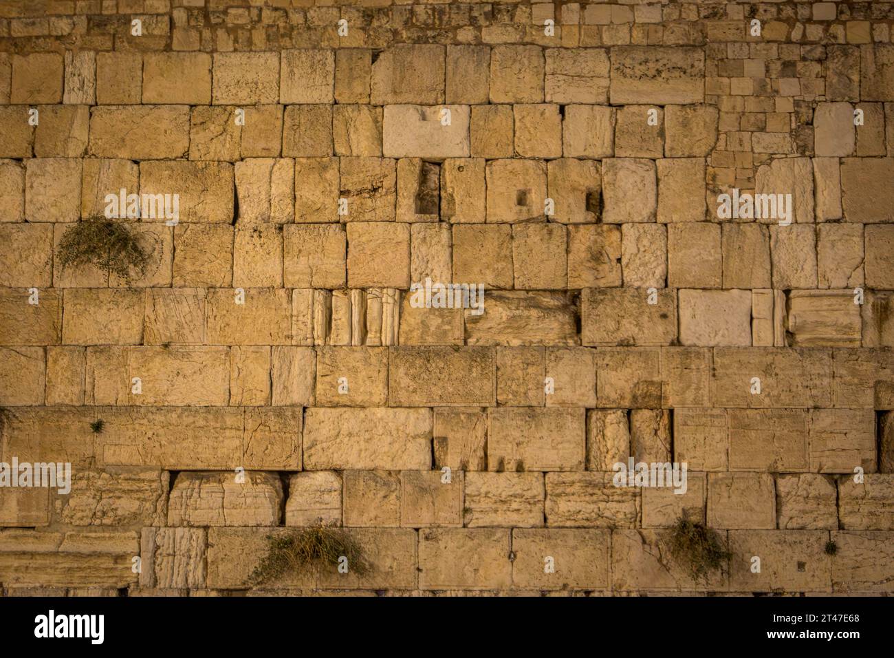 The stones of the Western wall (Wailing Wall), the Jewish shrine, at ...