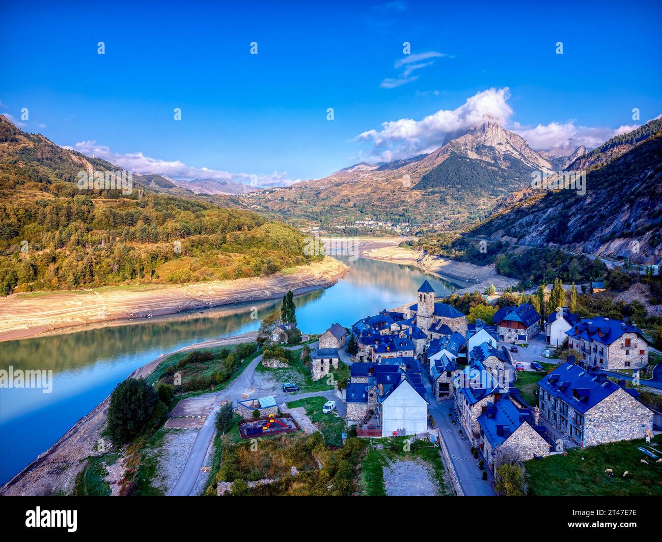 Aerial view of Lanuza in the Tena Valley. Huesca, Spain Stock Photo - Alamy